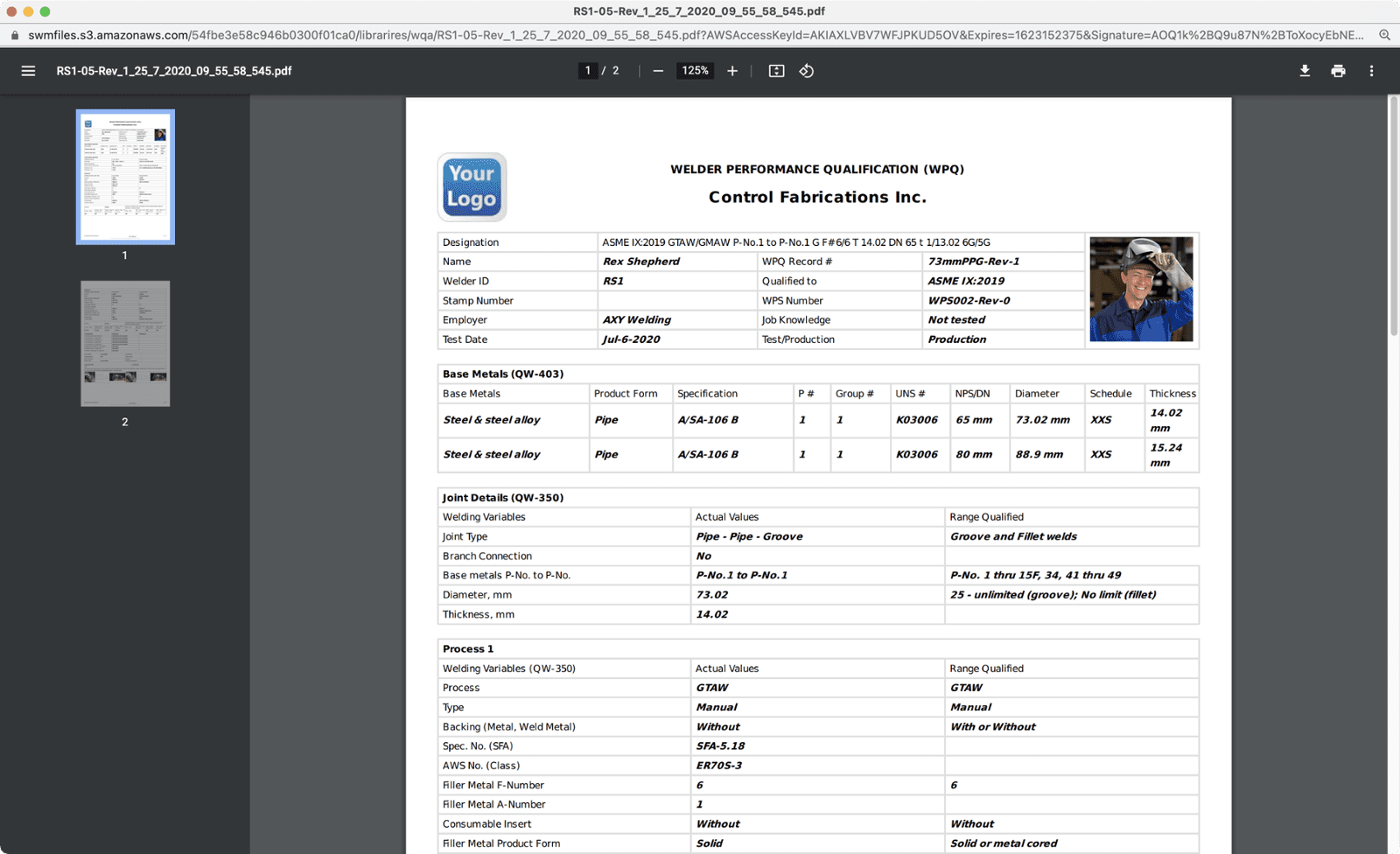 Creating welder qualifications with WeldTrace